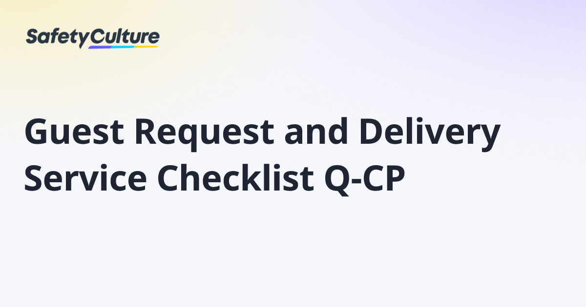 Guest Request and Delivery Service Checklist Q-CP | Free Template
