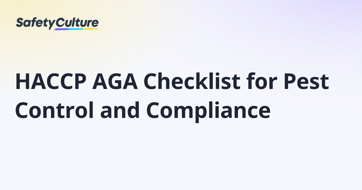 HACCP AGA Checklist for Pest Control and Compliance | Free Template