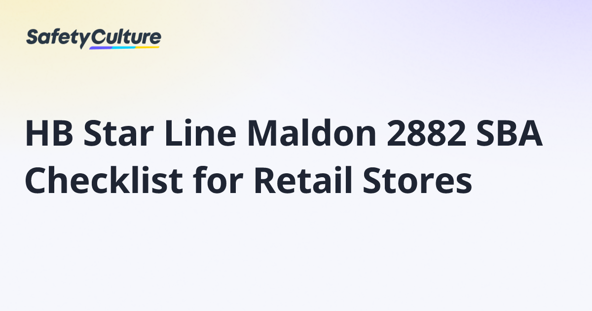 HB Star Line Maldon 2882 SBA Checklist for Retail Stores | Free Template