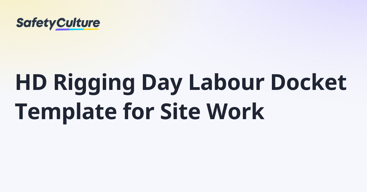HD Rigging Day Labour Docket Template for Site Work | Free Template