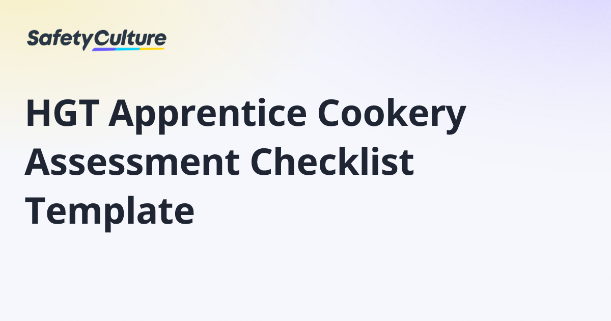 HGT Apprentice Cookery Assessment Checklist Template | Free Template