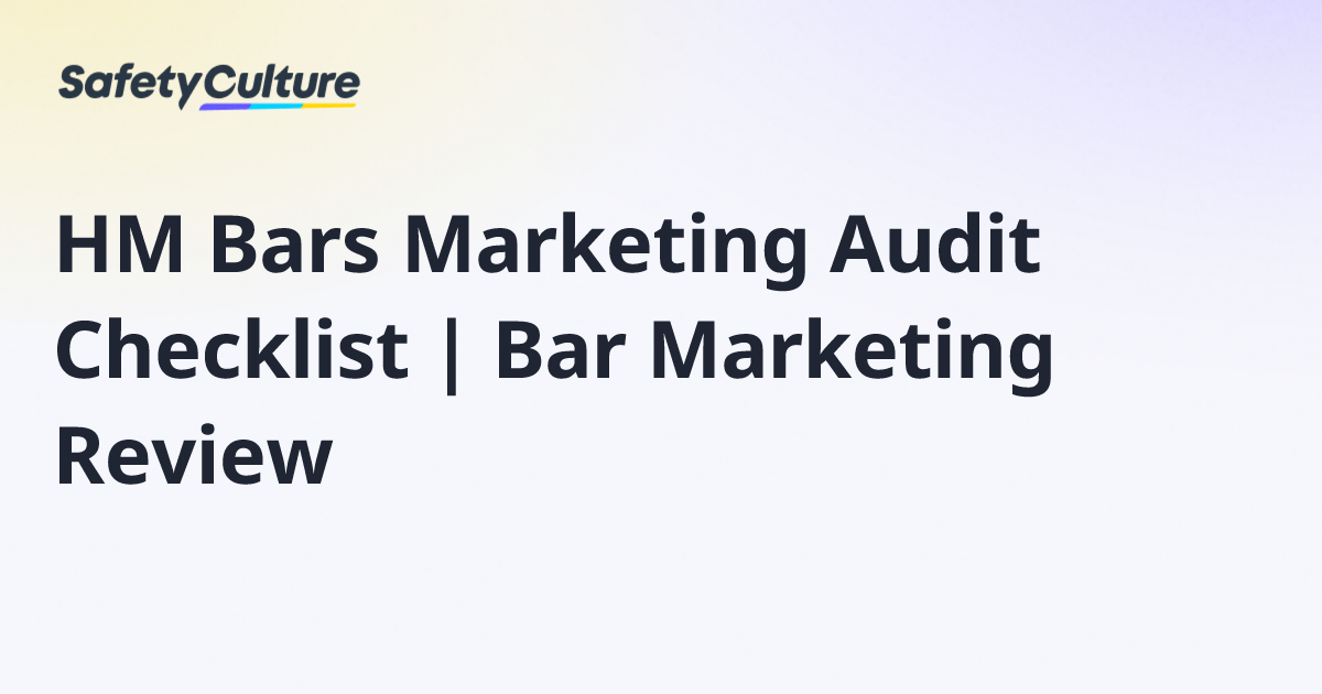 HM Bars Marketing Audit Checklist | Bar Marketing Review | Free Template