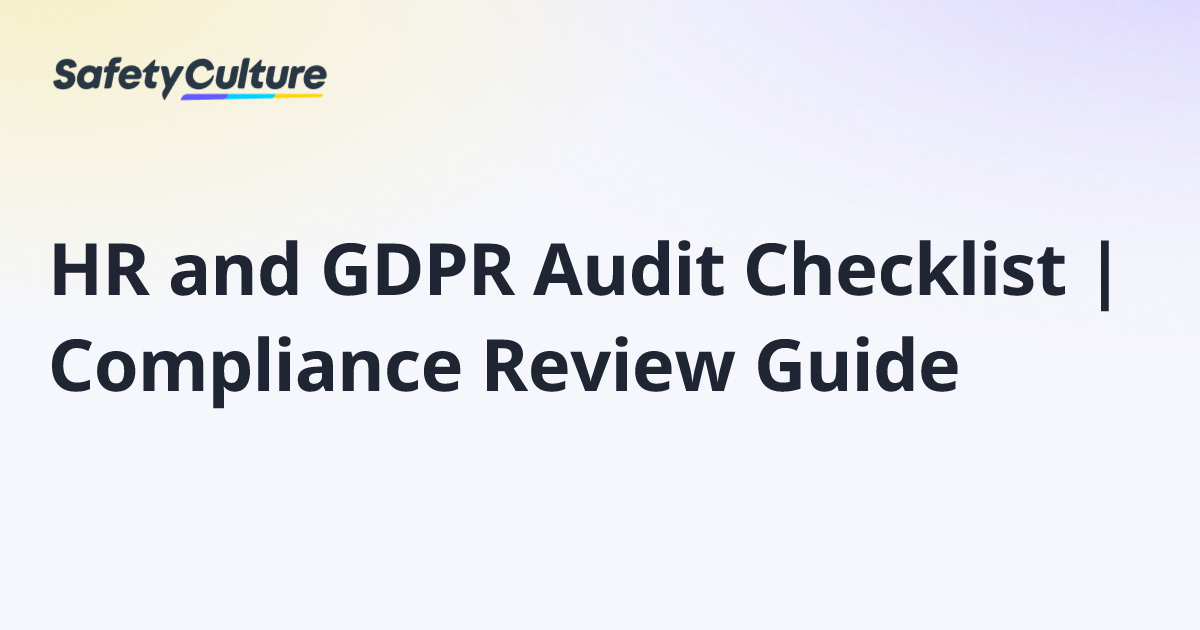 HR and GDPR Audit Checklist | Compliance Review Guide | Free Template