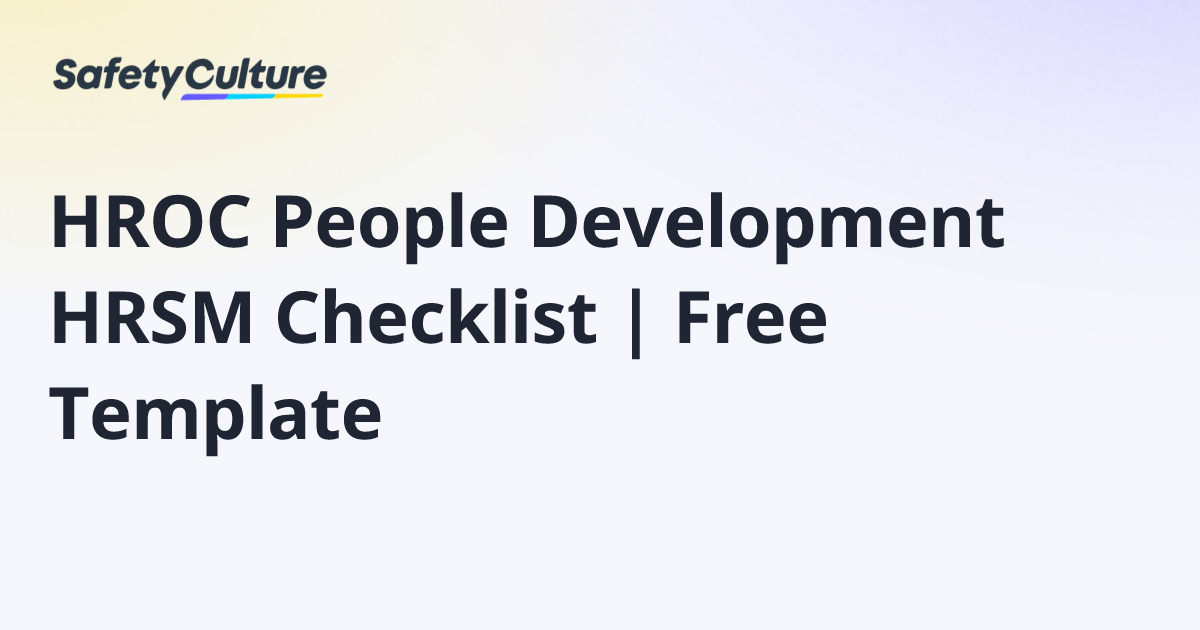 HROC People Development HRSM Checklist | Free Template | Free Template
