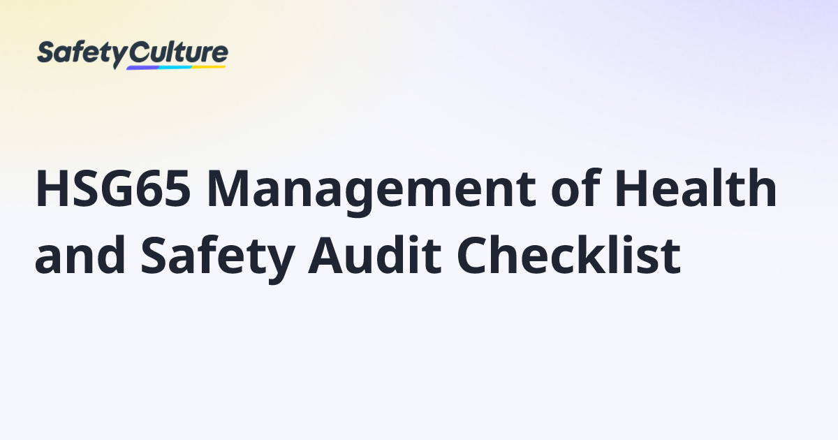 HSG65 Management of Health and Safety Audit Checklist | Free Template