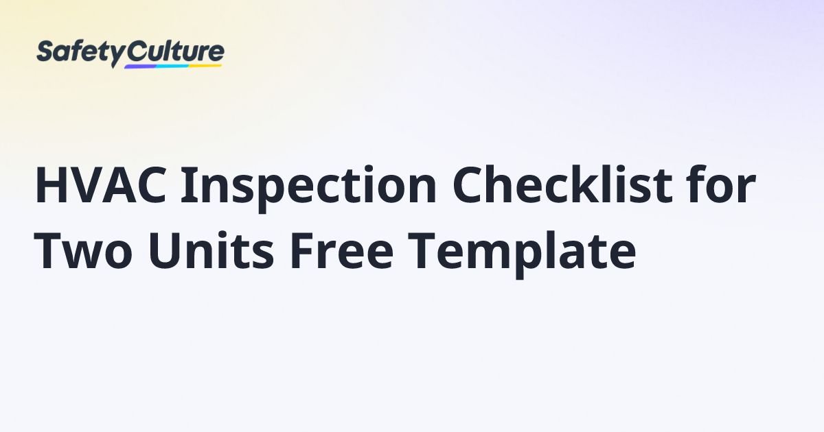 HVAC Inspection Checklist for Two Units Free Template | Free Template