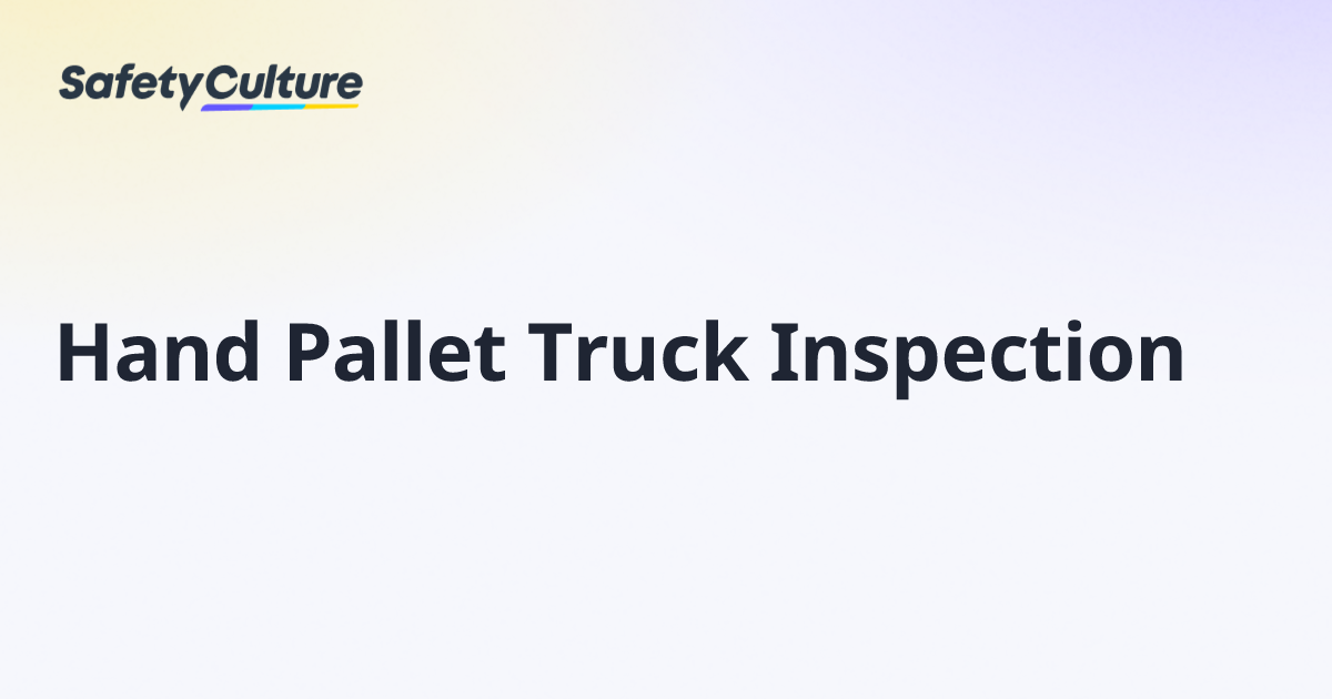 Hand Pallet Truck Inspection | Free Template