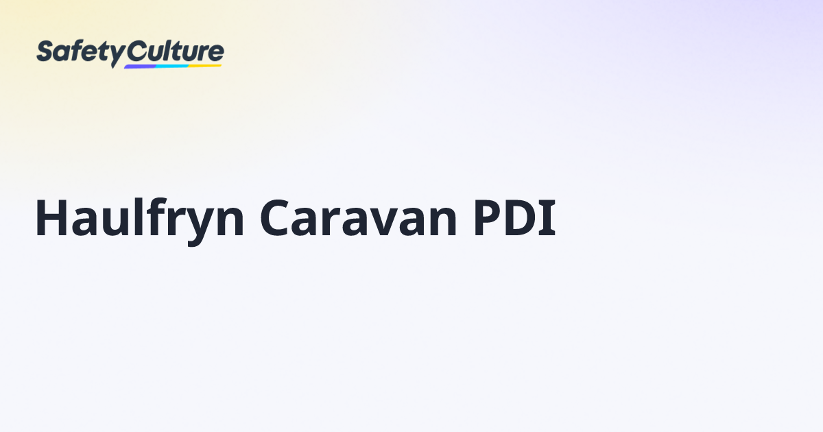 Haulfryn Caravan PDI | Free Template