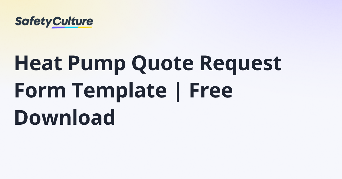 Heat Pump Quote Request Form Template | Free Download | Free Template