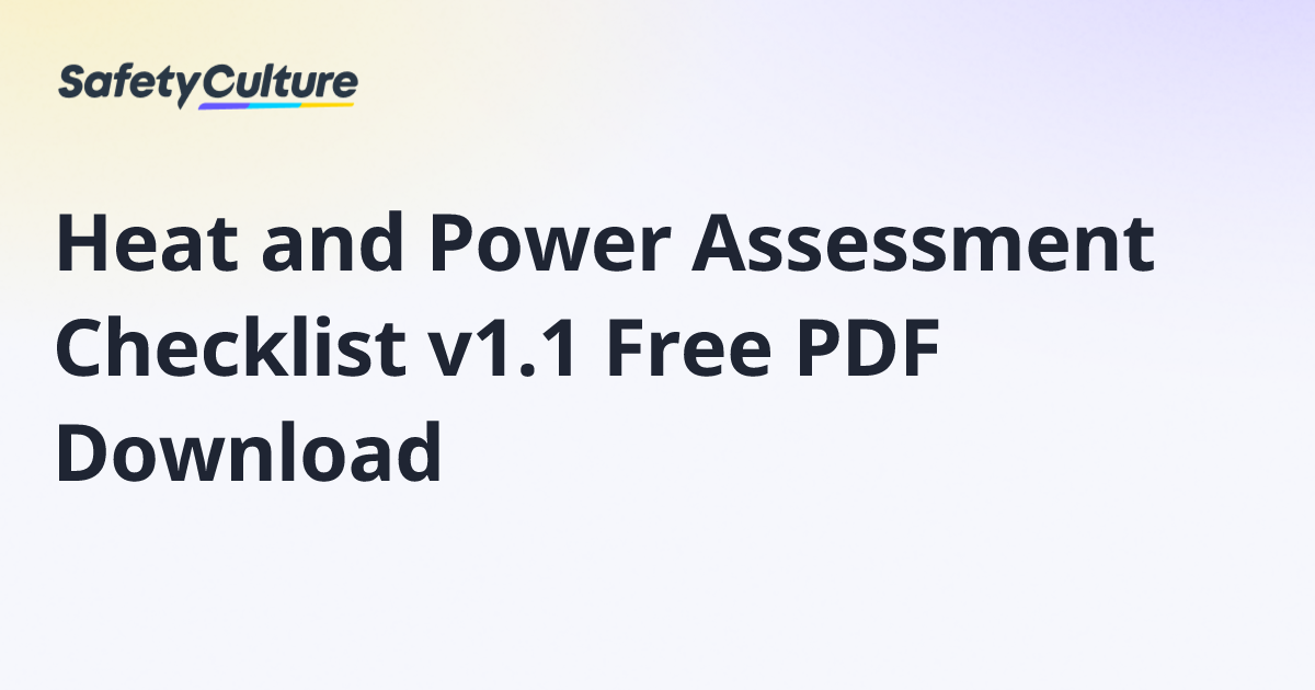 Heat and Power Assessment Checklist v1.1 Free PDF Download | Free Template