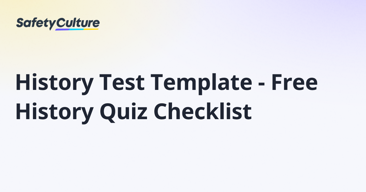 History Test Template - Free History Quiz Checklist | Free Template