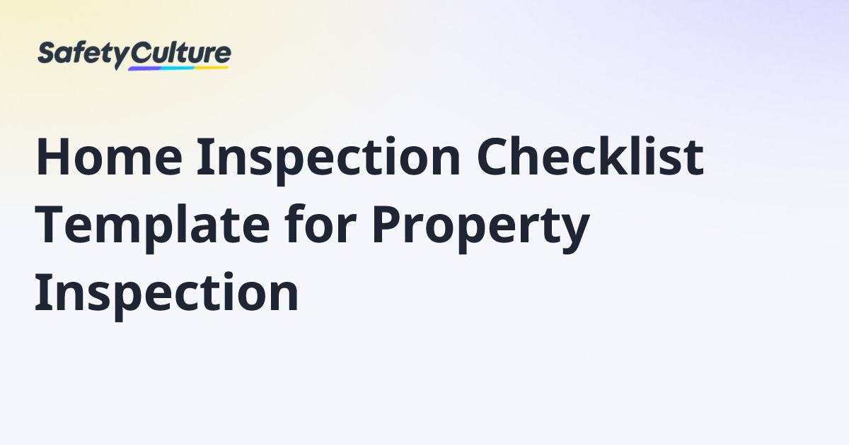Home Inspection Checklist Template for Property Inspection | Free Template