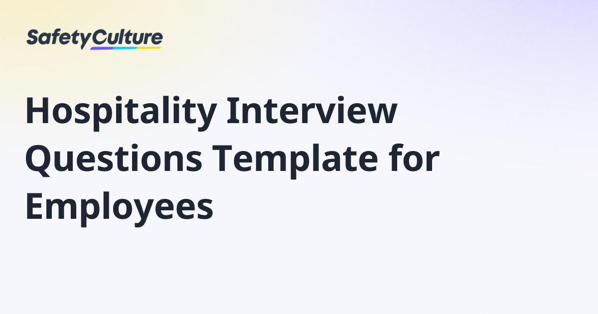 Hospitality Interview Questions Template for Employees | Free Template