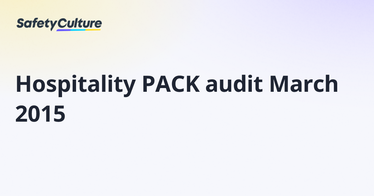 Hospitality PACK audit March 2015 | Free Template
