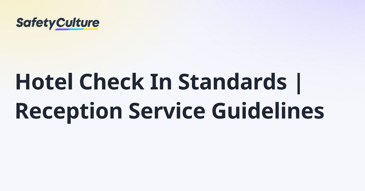 Hotel Check In Standards | Reception Service Guidelines | Free Template