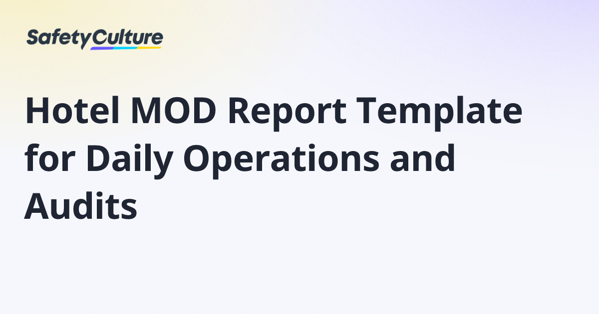 Hotel MOD Report Template for Daily Operations and Audits | Free Template