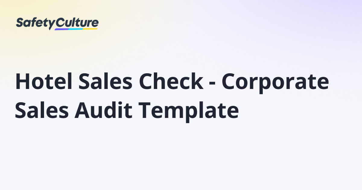 Hotel Sales Check - Corporate Sales Audit Template | Free Template