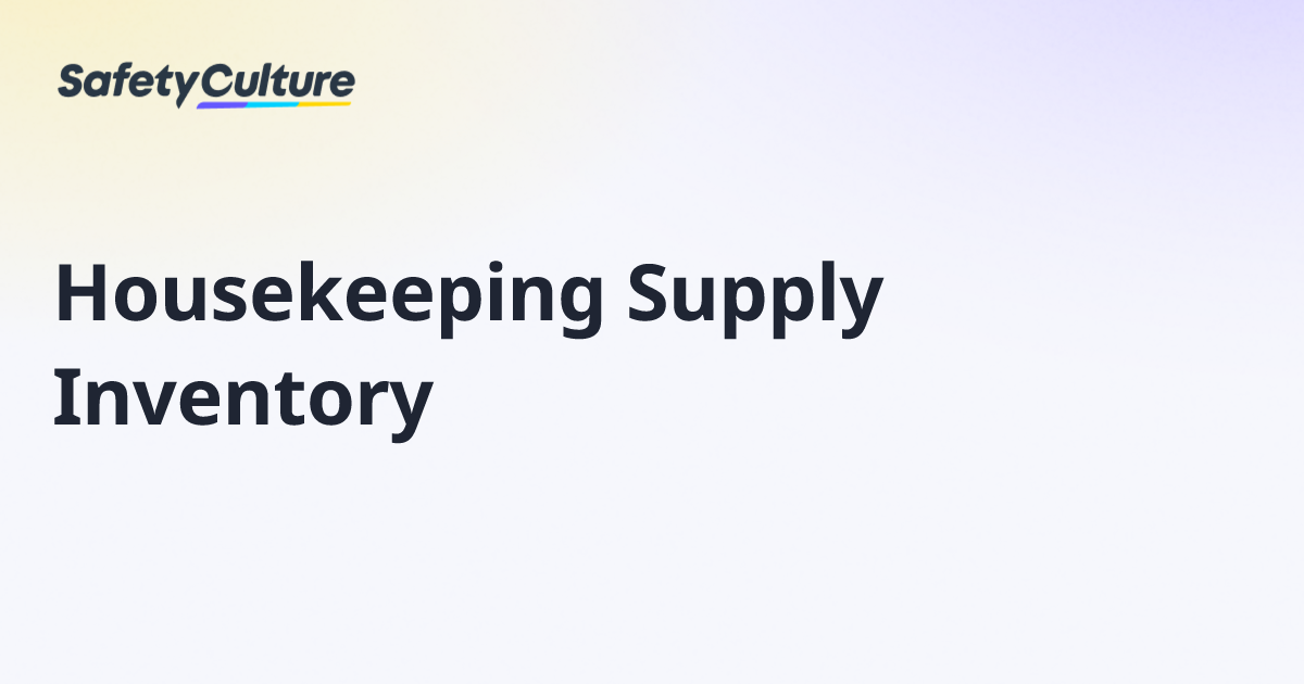 Housekeeping Supply Inventory | Free Template
