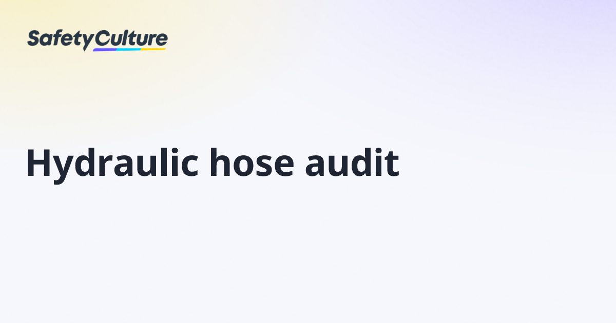 Hydraulic hose audit | Free Template