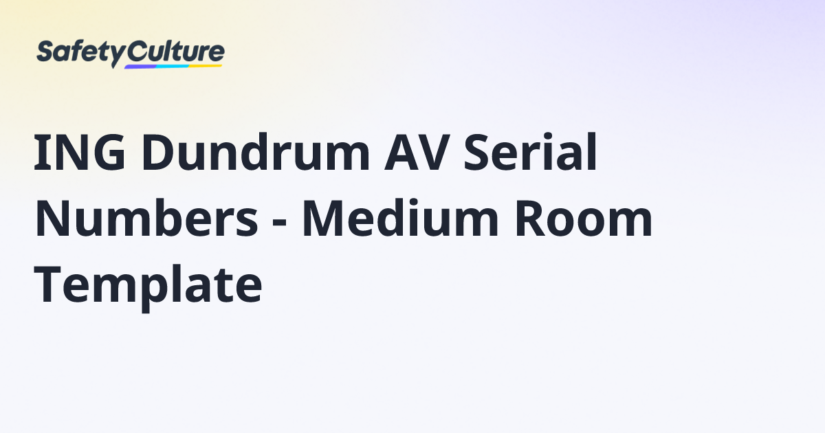 ING Dundrum AV Serial Numbers - Medium Room Template | Free Template