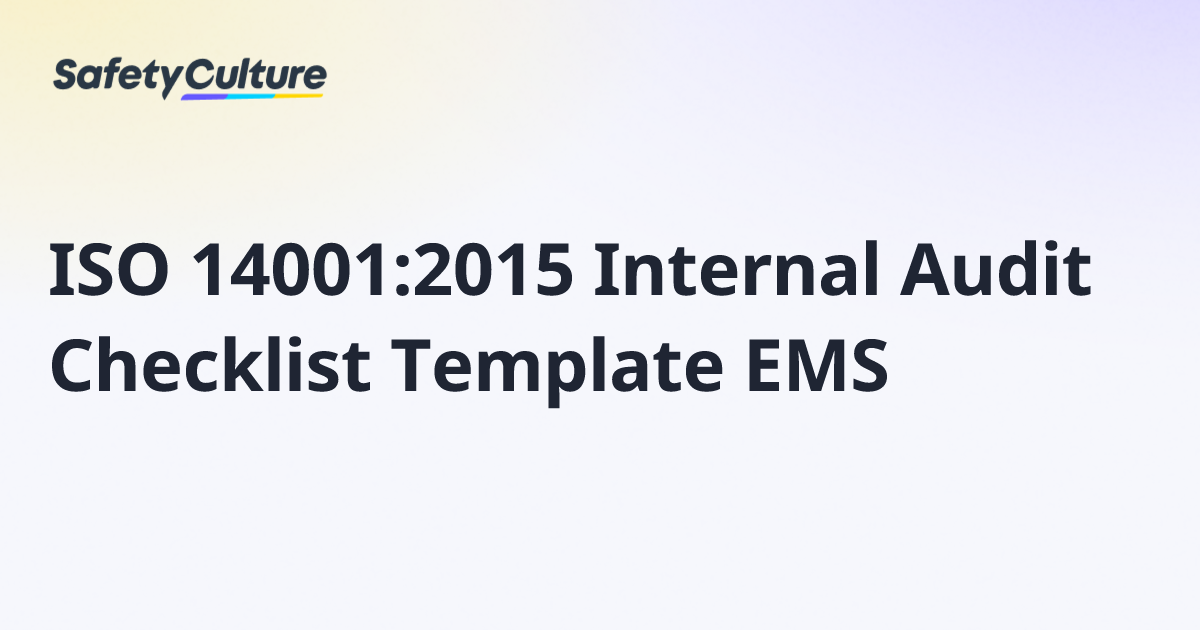ISO 14001:2015 Internal Audit Checklist Template EMS | Free Template