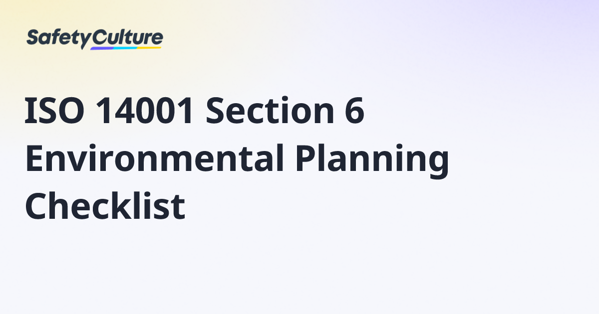 ISO 14001 Section 6 Environmental Planning Checklist | Free Template