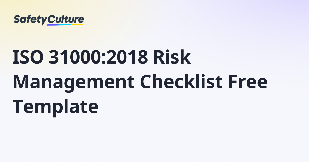 ISO 31000:2018 Risk Management Checklist Free Template | Free Template