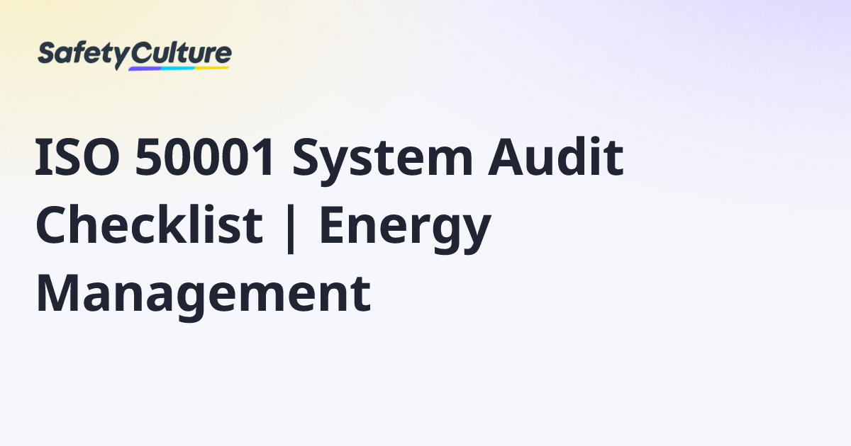 ISO 50001 System Audit Checklist | Energy Management | Free Template