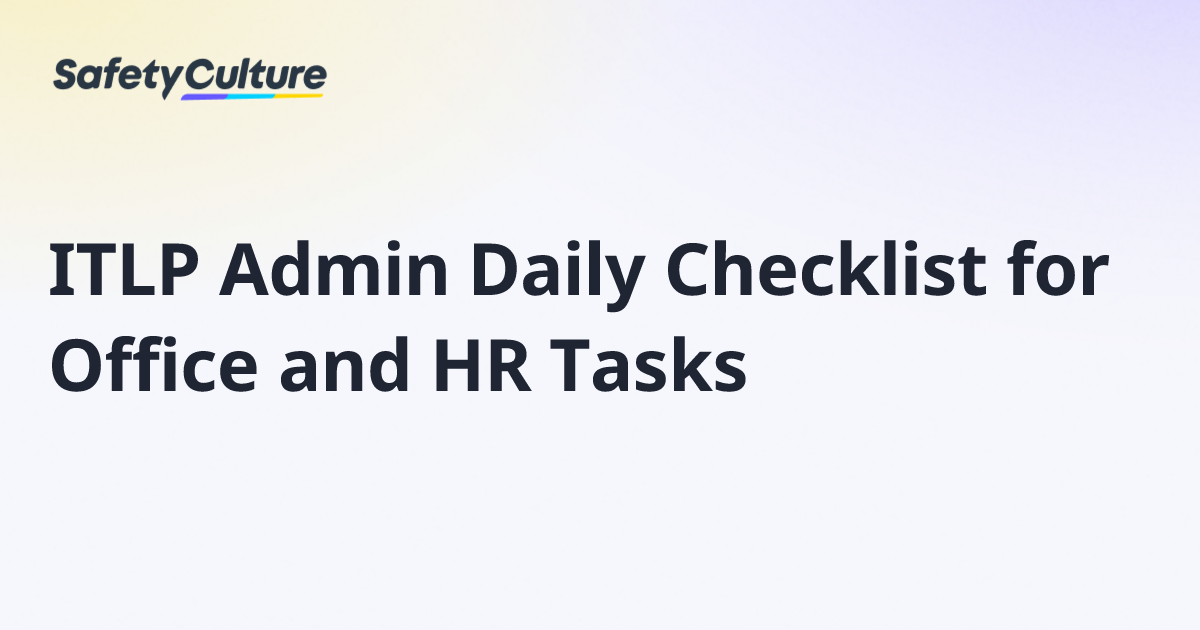 ITLP Admin Daily Checklist for Office and HR Tasks | Free Template