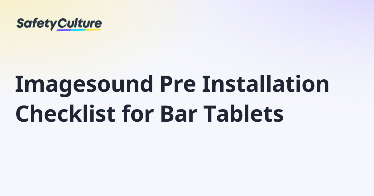 Imagesound Pre Installation Checklist for Bar Tablets | Free Template