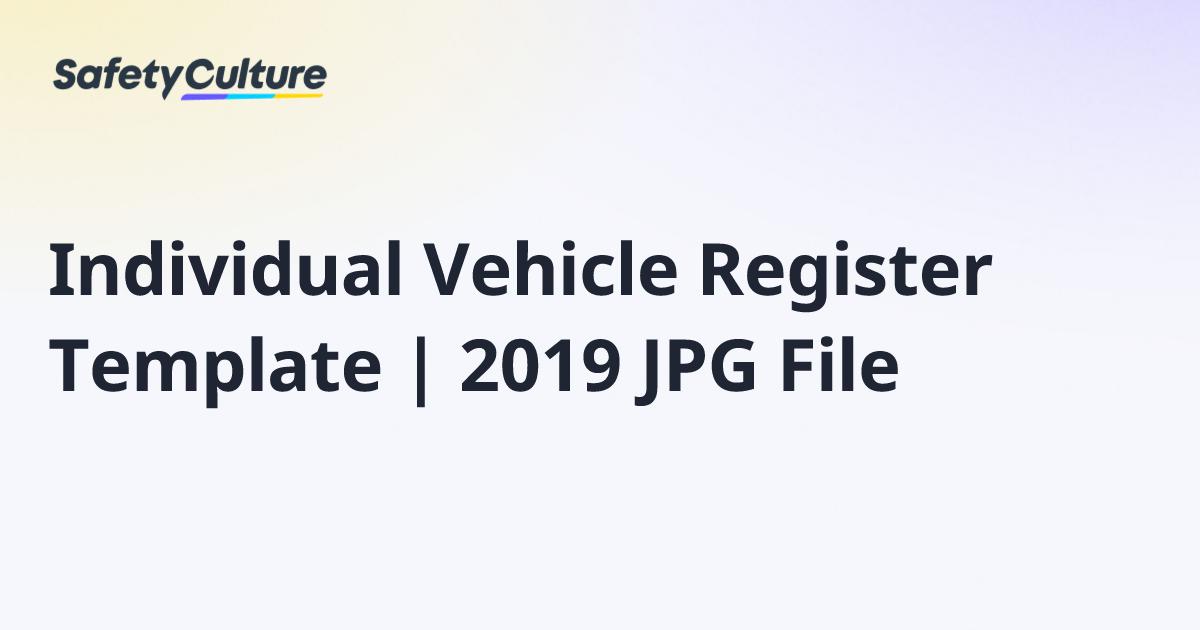 Individual Vehicle Register Template | 2019 JPG File | Free Template