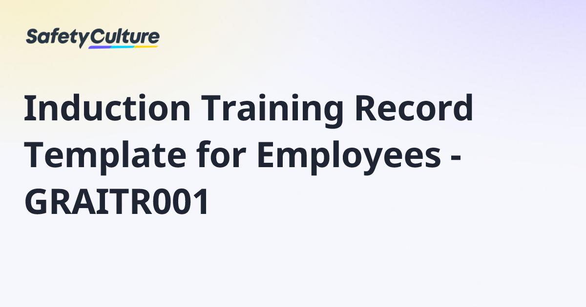 Induction Training Record Template for Employees - GRAITR001 | Free ...