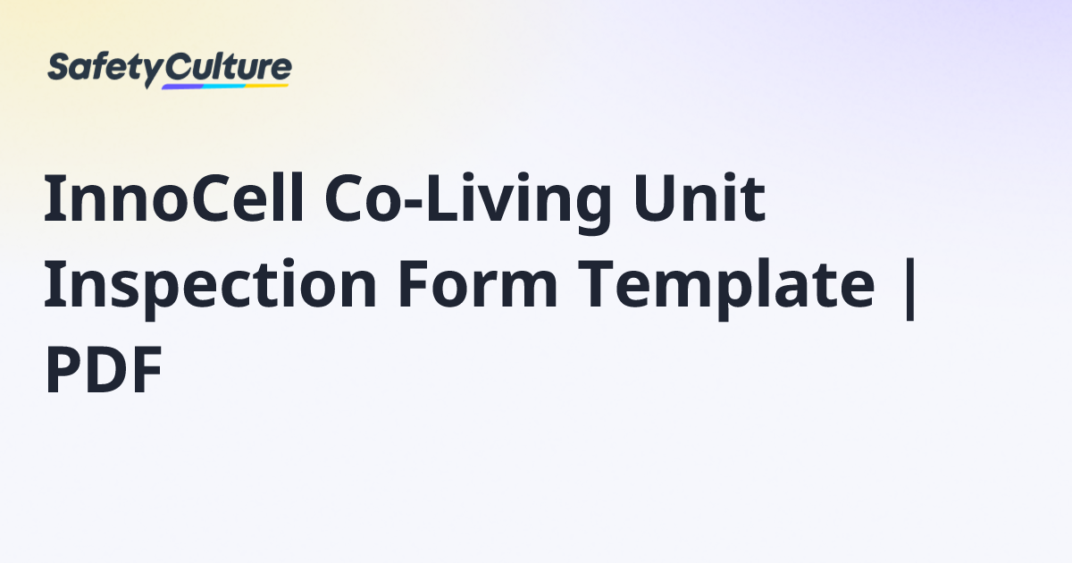 InnoCell Co-Living Unit Inspection Form Template | PDF | Free Template