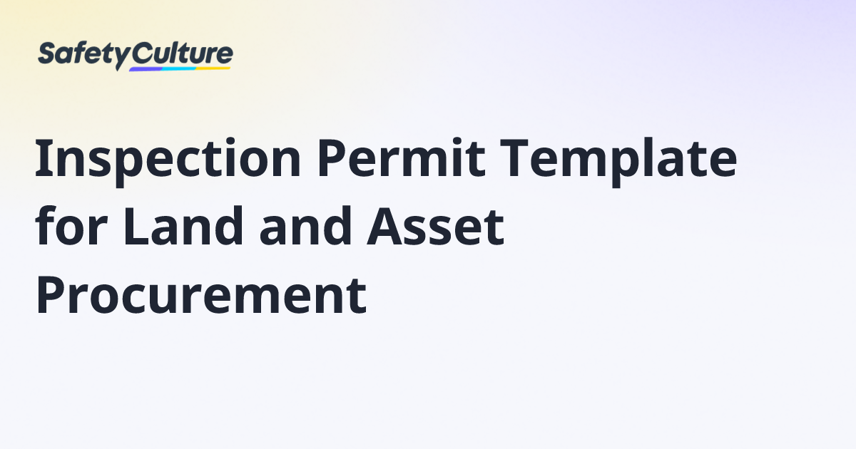 Inspection Permit Template for Land and Asset Procurement | Free Template