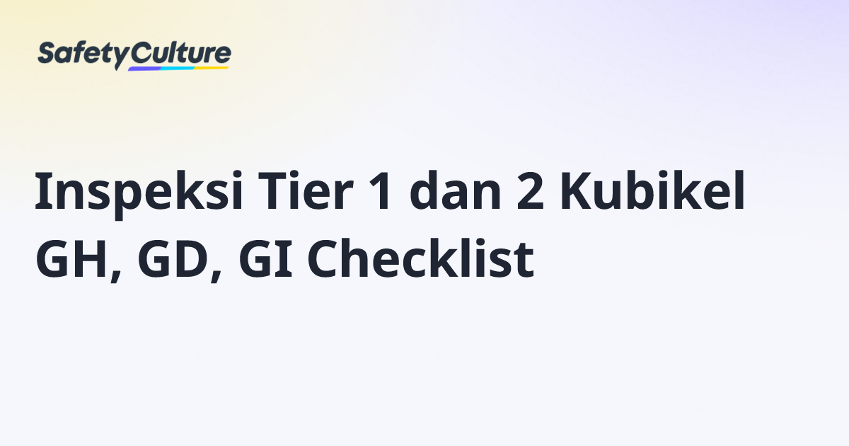 Inspeksi Tier 1 dan 2 Kubikel GH, GD, GI Checklist | Free Template