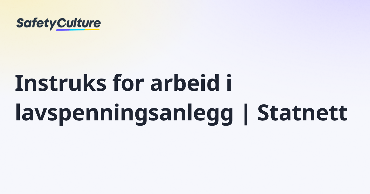 Instruks for arbeid i lavspenningsanlegg | Statnett | Free Template