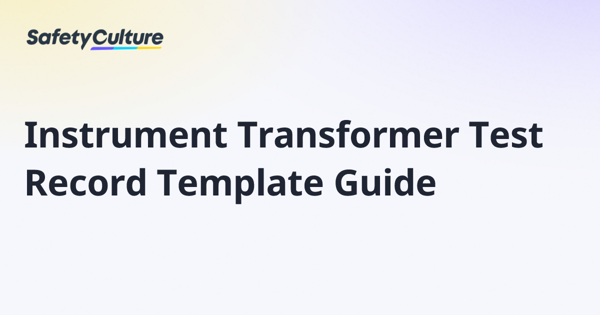 Instrument Transformer Test Record Template Guide | Free Template