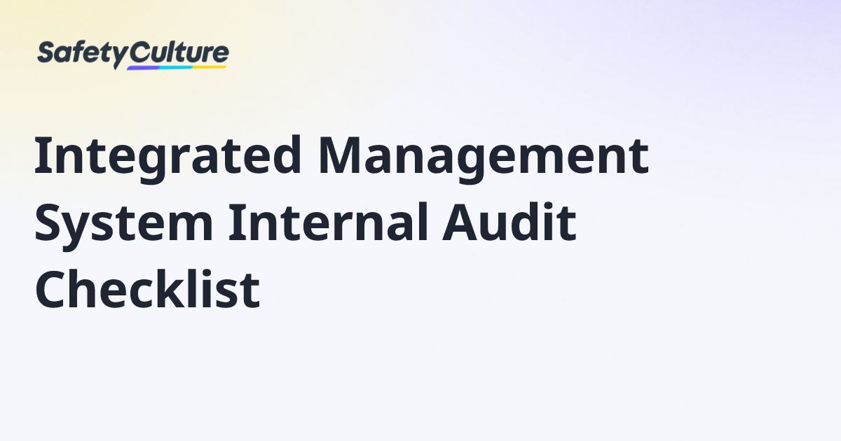 Integrated Management System Internal Audit Checklist | Free Template