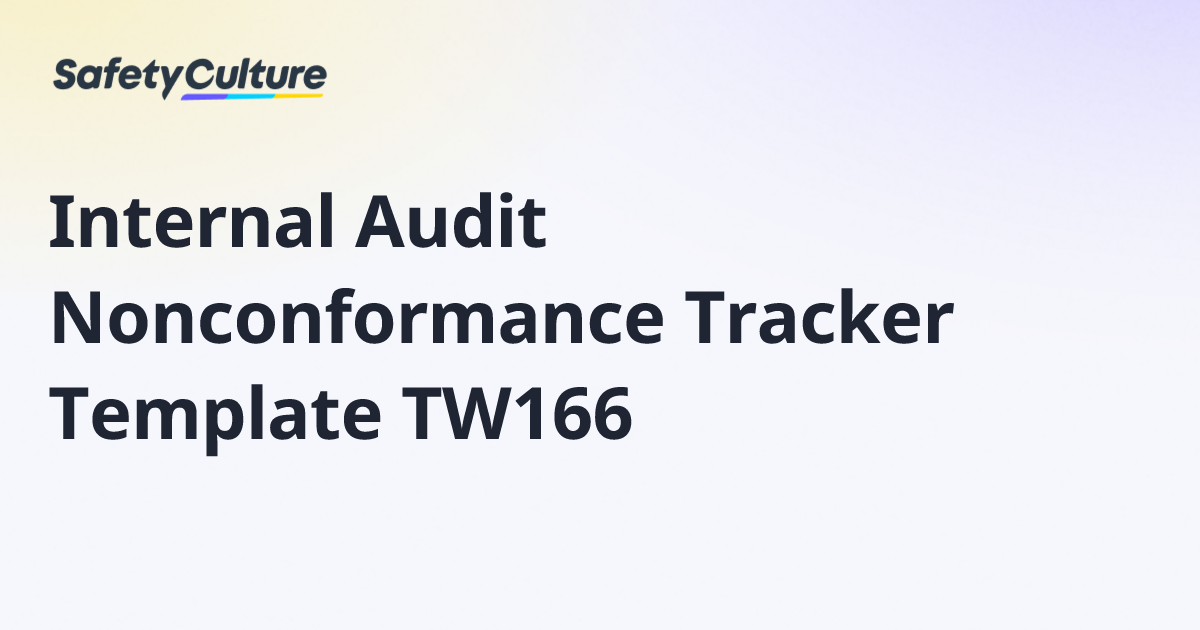 Internal Audit Nonconformance Tracker Template TW166 | Free Template
