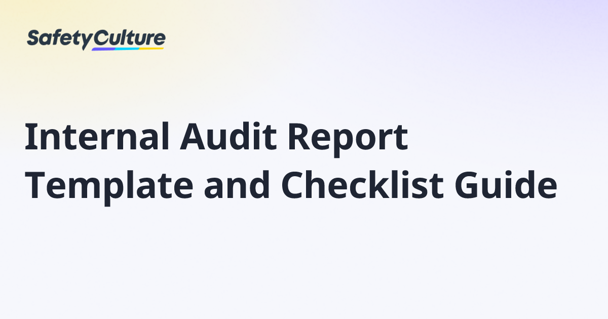 Internal Audit Report Template and Checklist Guide | Free Template