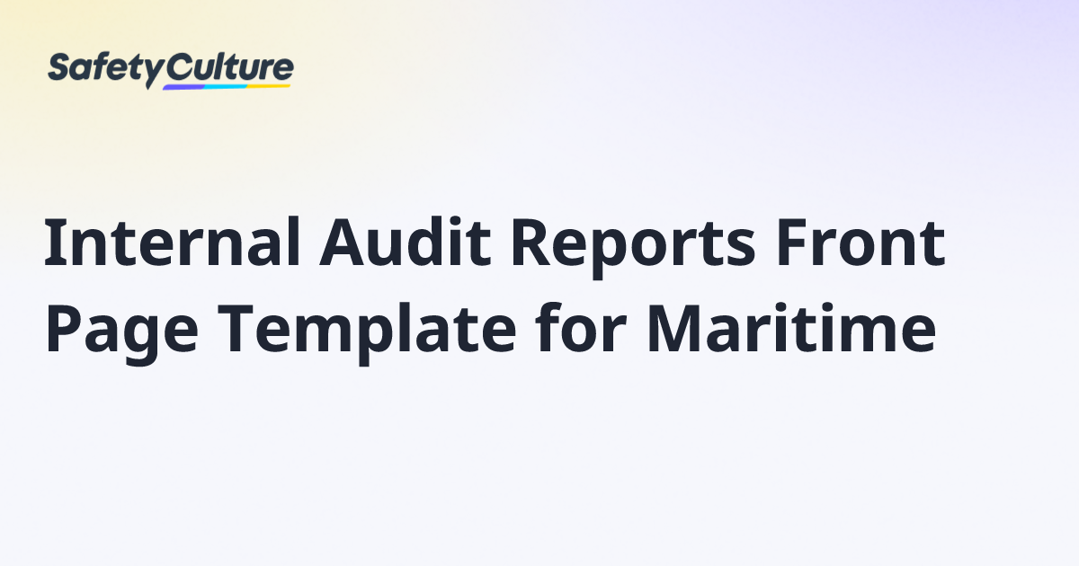 Internal Audit Reports Front Page Template for Maritime | Free Template