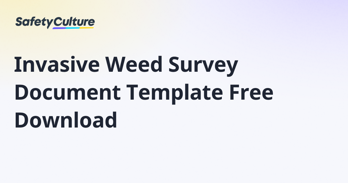 Invasive Weed Survey Document Template Free Download | Free Template