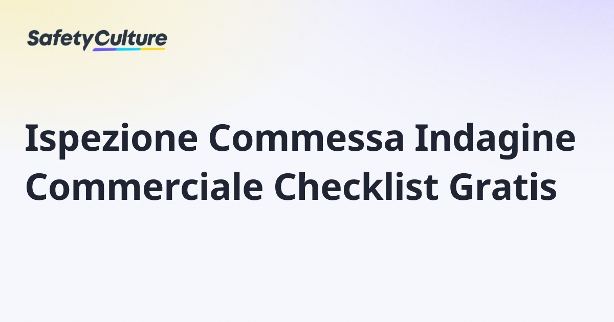 Ispezione Commessa Indagine Commerciale Checklist Gratis | Free Template
