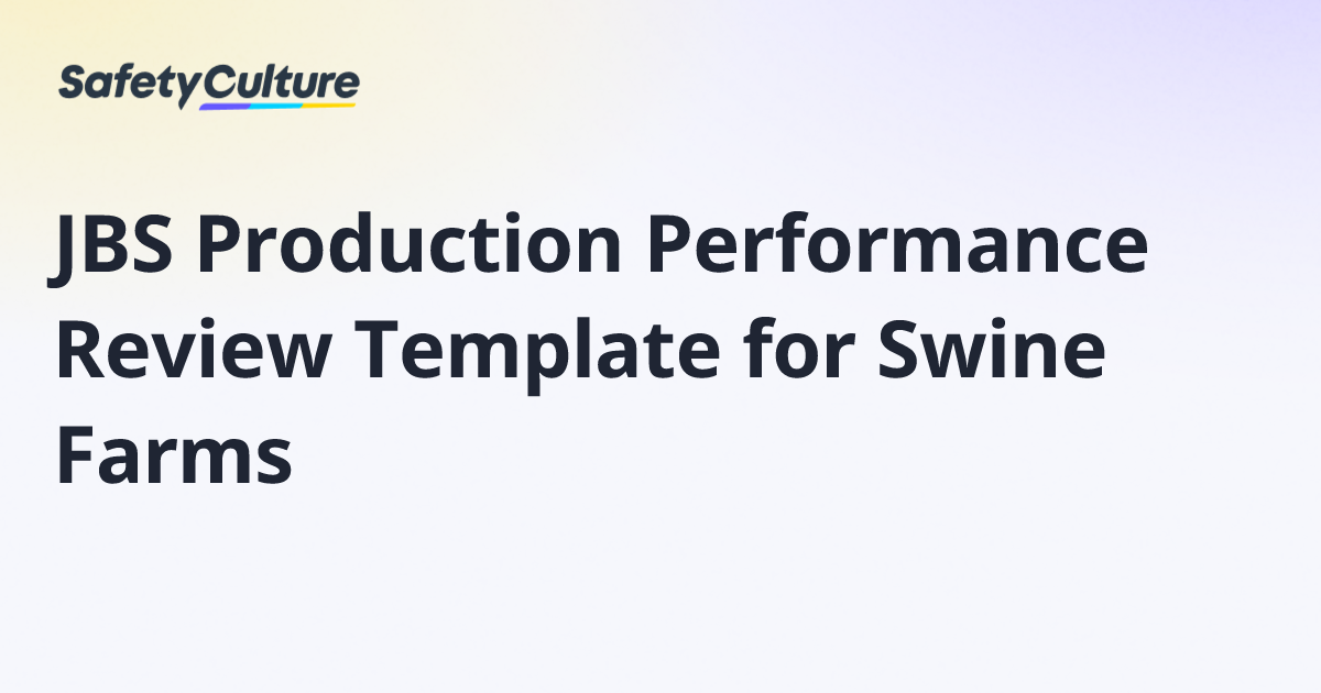 JBS Production Performance Review Template for Swine Farms | Free Template