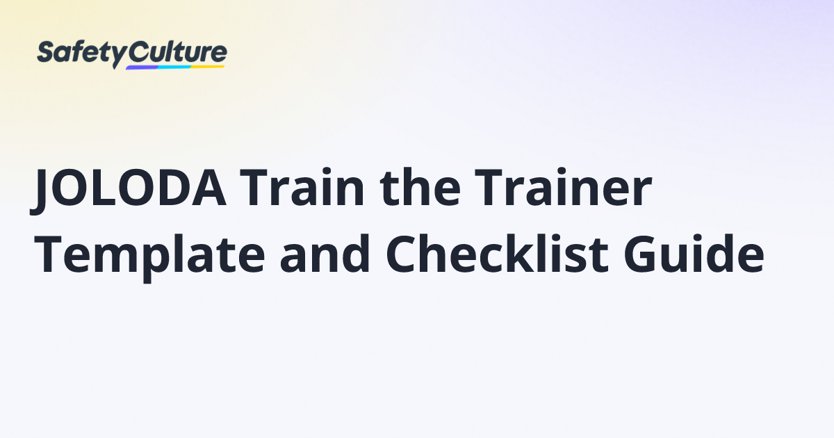 JOLODA Train the Trainer Template and Checklist Guide | Free Template
