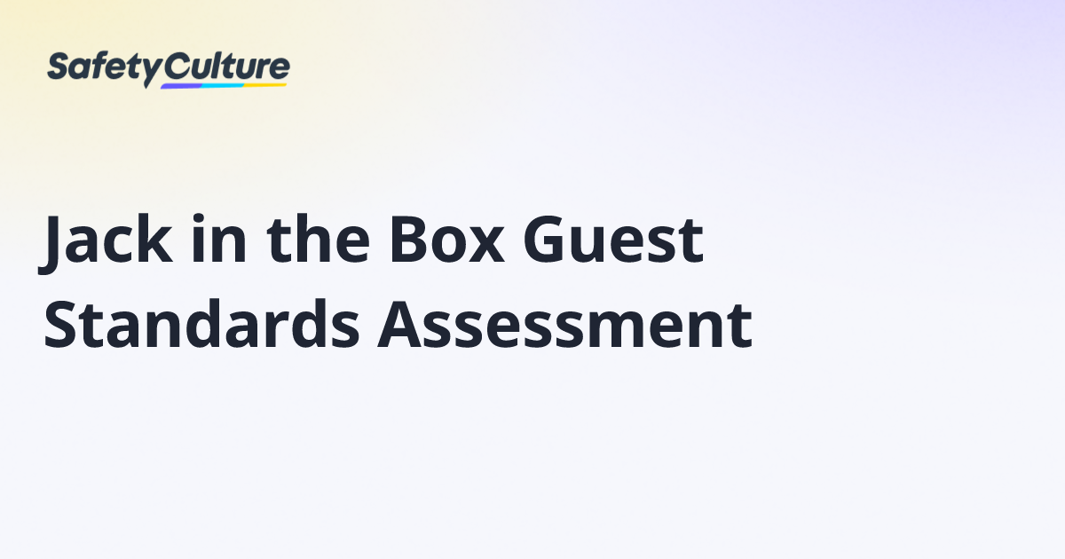 Jack in the Box Guest Standards Assessment | Free Template