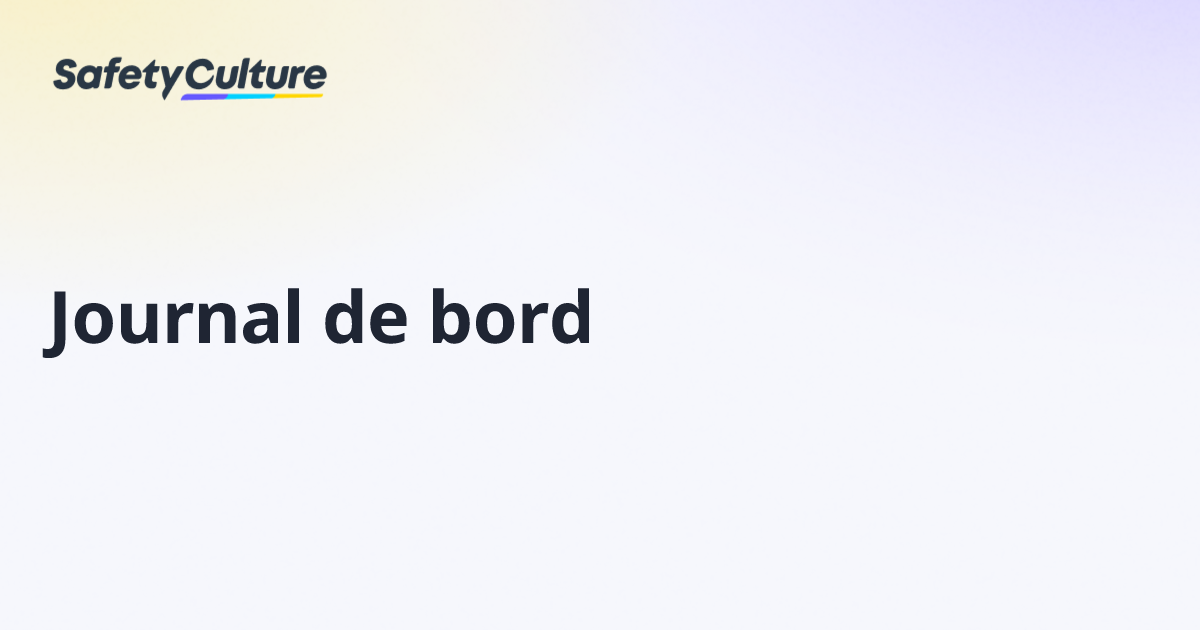 Journal de bord | Free Template