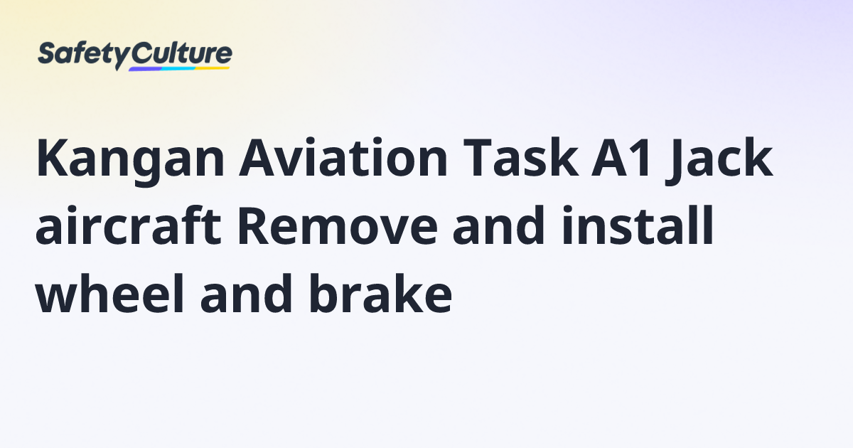Kangan Aviation Task A1 Jack aircraft Remove and install wheel and ...