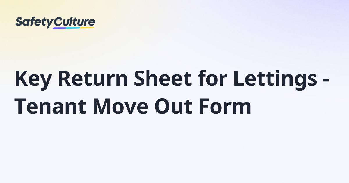 Key Return Sheet for Lettings - Tenant Move Out Form | Free Template