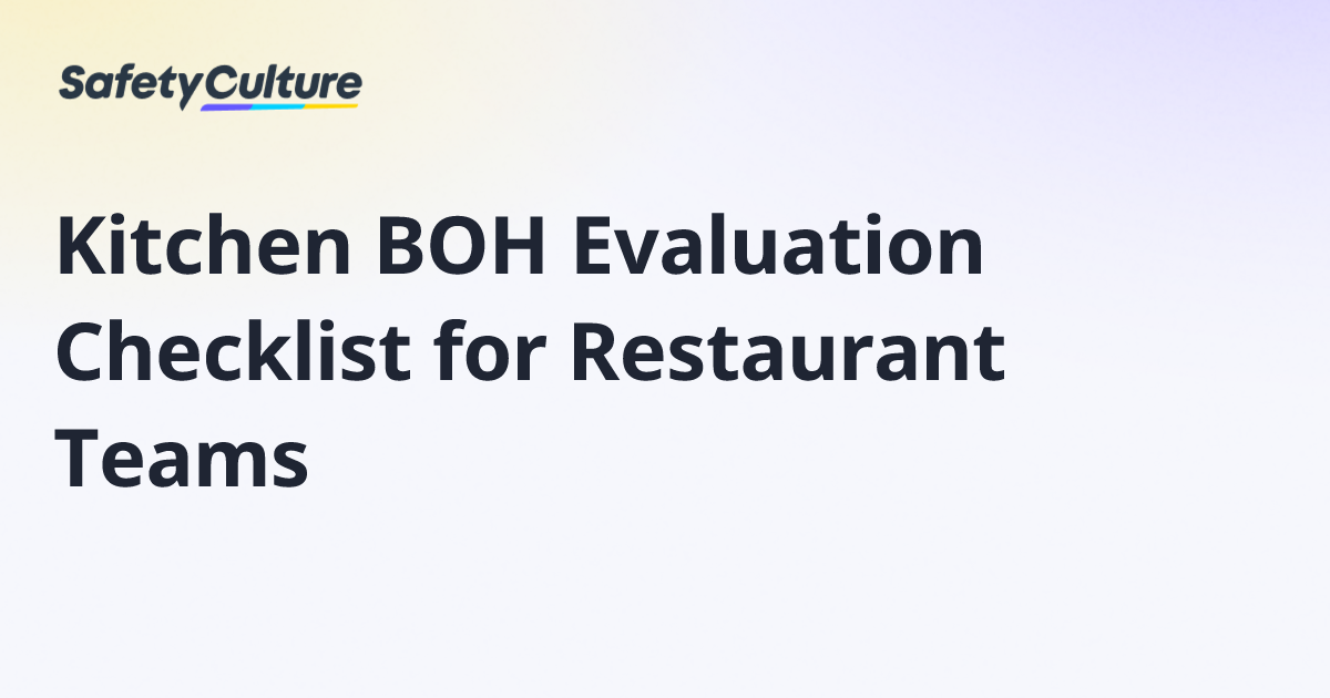 Kitchen BOH Evaluation Checklist for Restaurant Teams | Free Template